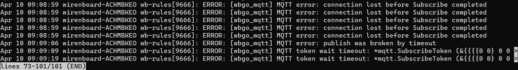 Wb-rules - MQTT Error: Connection lost before Subscribe completed - Rule Engine - Wiren Board ...