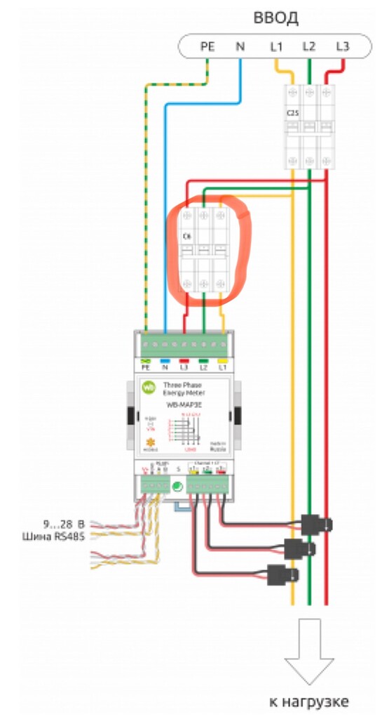 Подключение высоковольтной части WB-MAP3E - Счётчики WB-MAP - Wiren ...
